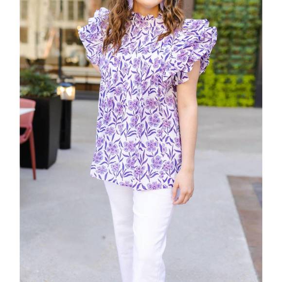 Victoria Dunn | Tops | New Victoria Dunn Jasmine Blouse In Iris | Poshmark